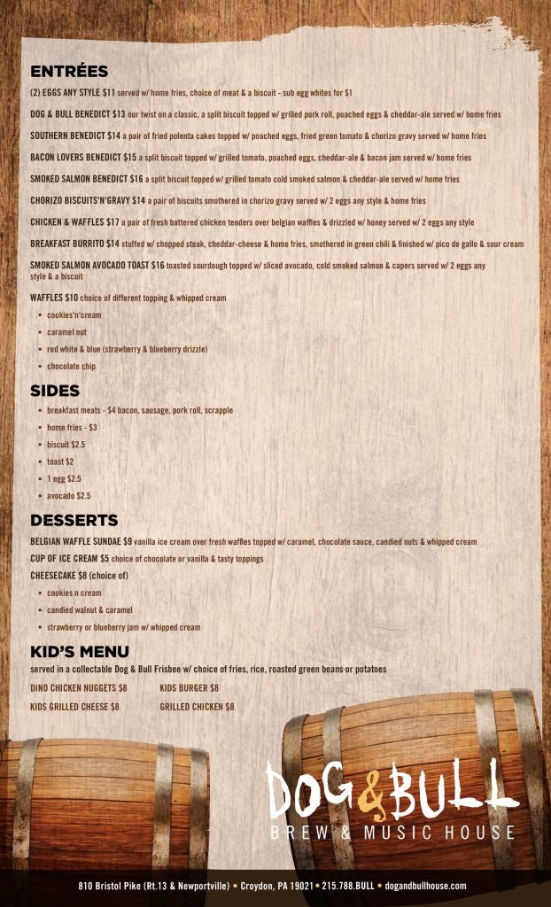 Brunch - Dog and Bull Brew and Music House – Croydon PA