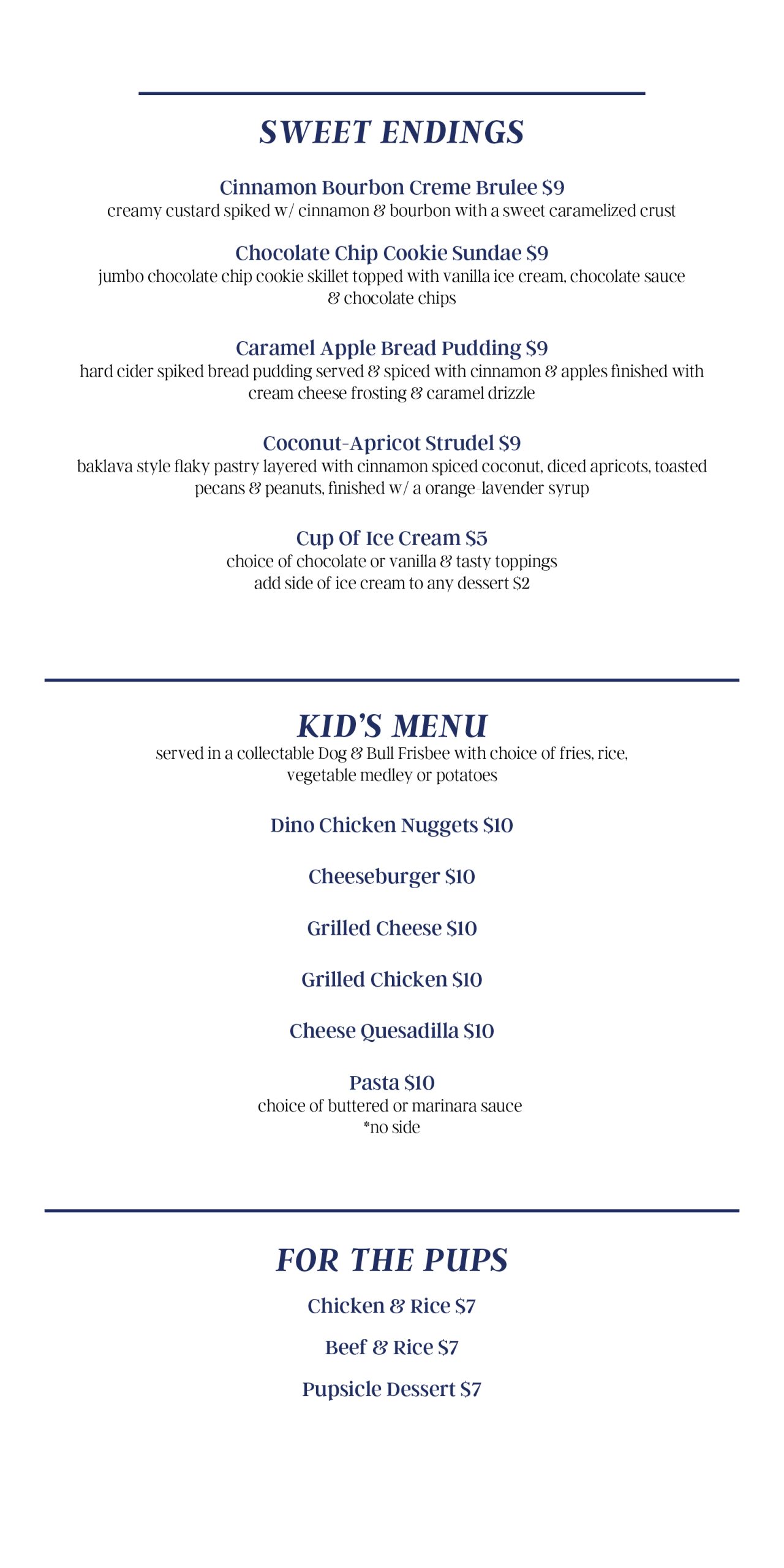 Food Menu – Dog and Bull Brew and Music House – Croydon PA